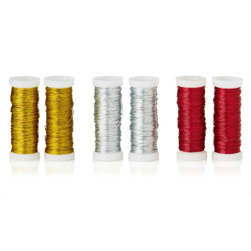 Assorted 30m x2 Coloured Décor Wire - Gold/Silver/Red | Handy Household